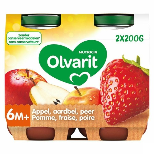 Olvarit Fruit Appel Aardbei 2x200g 6m61 kopen - Pazzox
