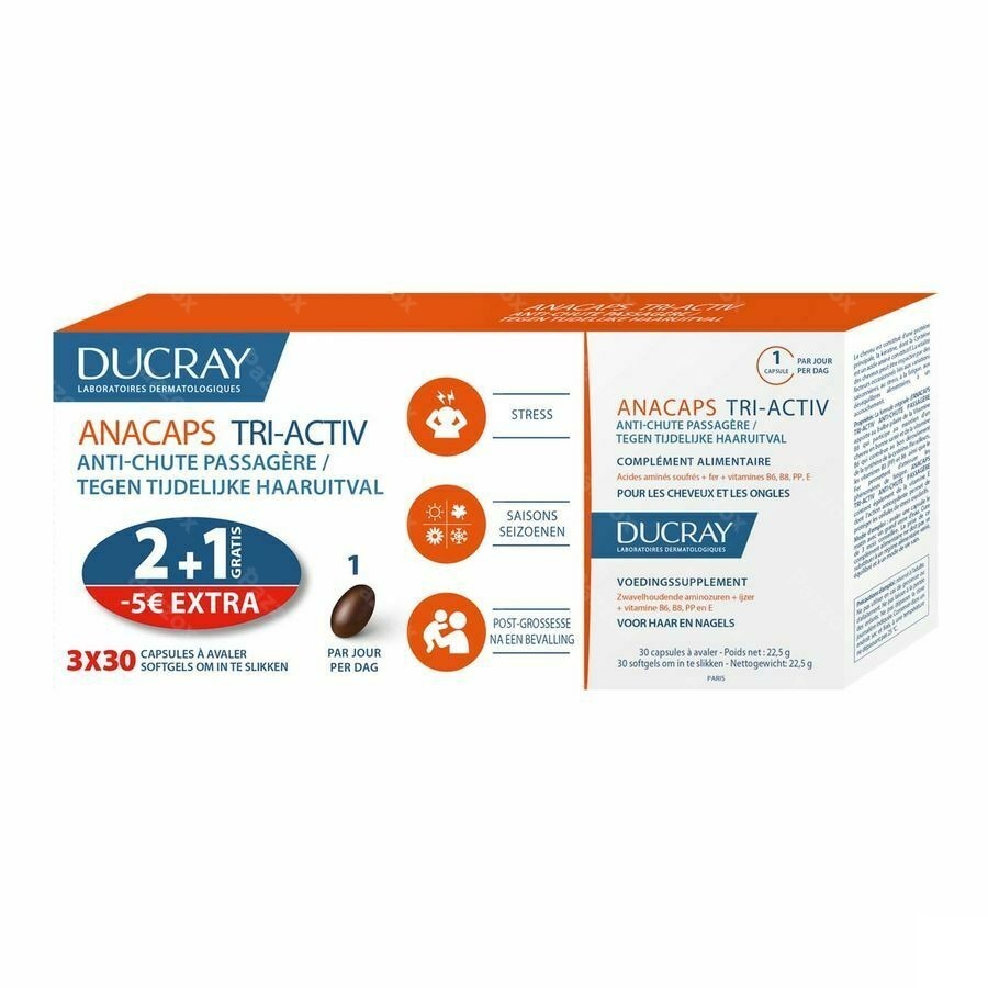 Ducray Anacaps Trio Tri-activ Caps Promo 3x30 kopen - Pazzox