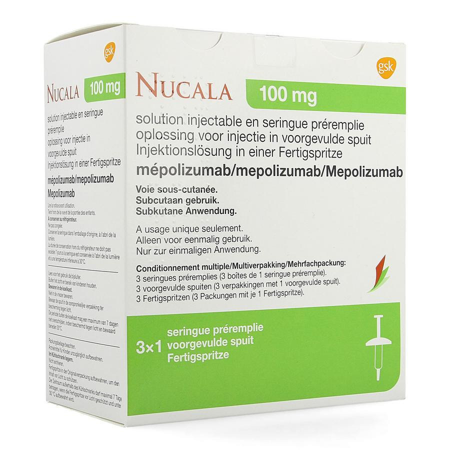 Nucala 100mg Sol Inj Ser Preremplie 3 X 1ml - Pazzox