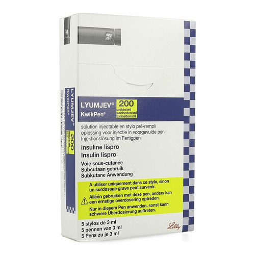 Lyumjev 200ui/ml Kwikpen Sol Inj Stylo Prer. 5x3ml - Pazzox