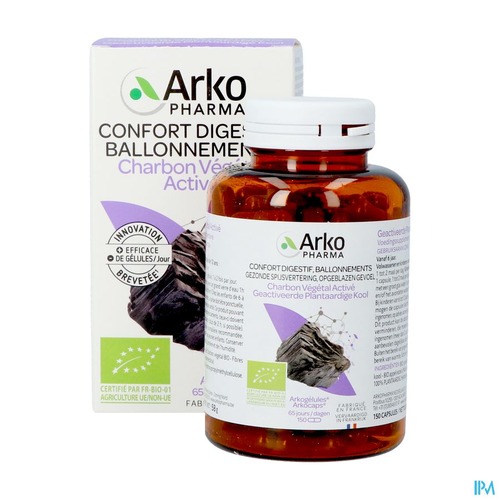 Arkogelules Charbon Vegetal Bio Caps 150 - Pazzox, pharmacie en ligne
